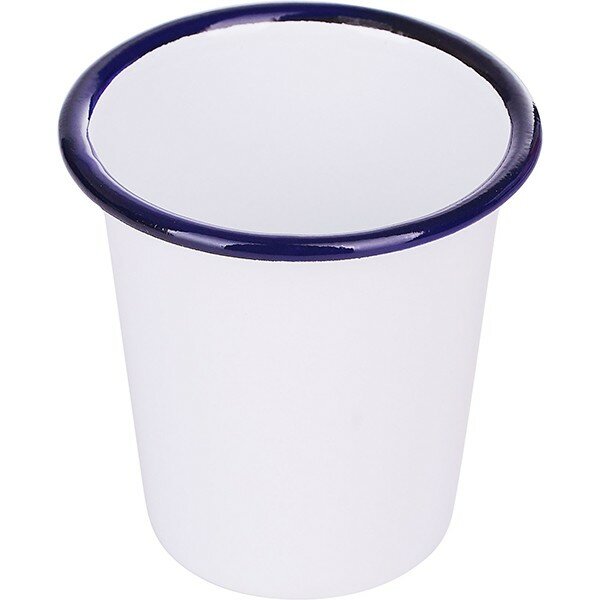 Стакан эмалиров. H=9см; белый, синий, 1 шт. (Prohotel, страна Китай)