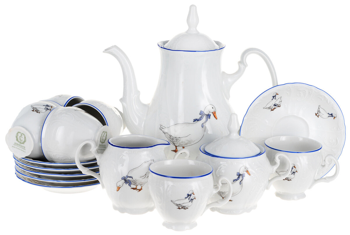 Кофейный сервиз 6/9; "Bernadotte", декор "Гуси", Thun/ БТФ0340