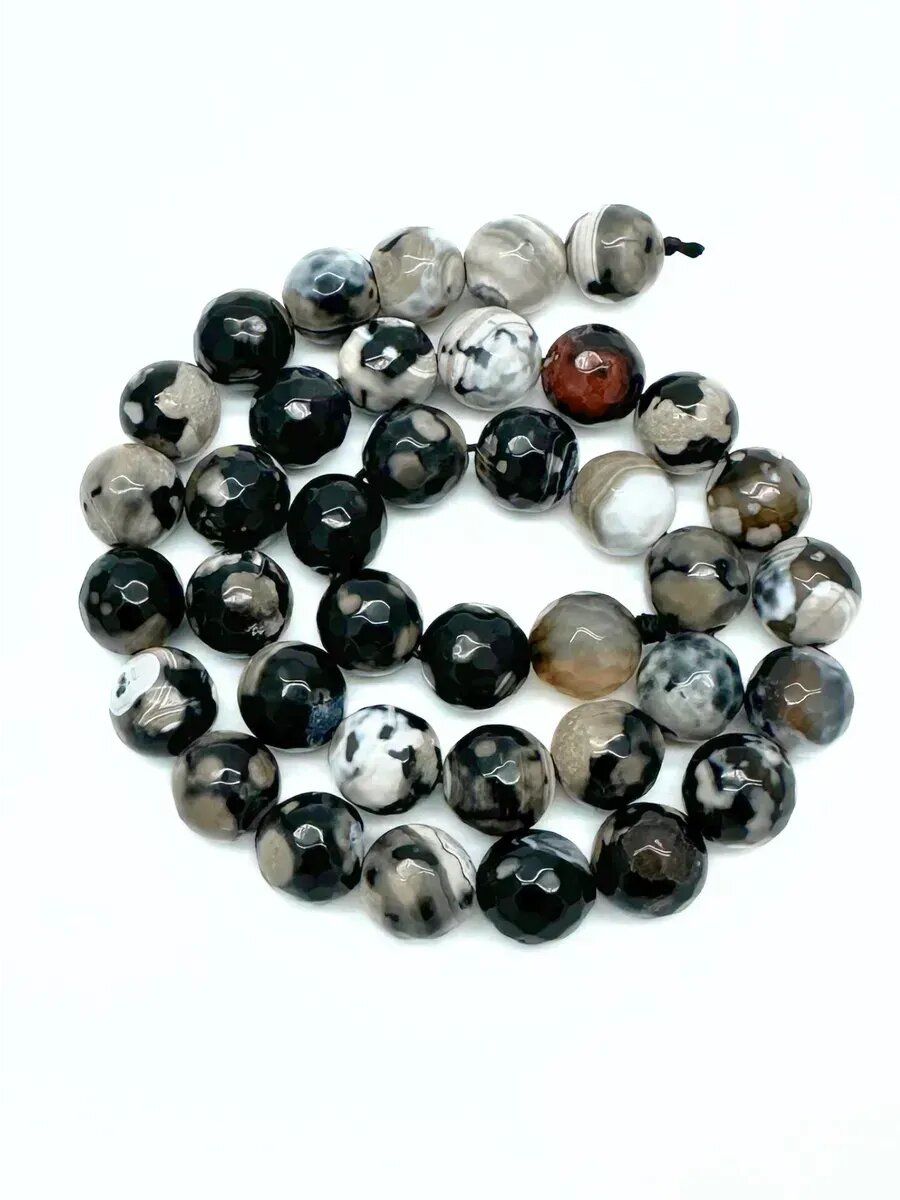 1051 Натуральные бусины агата темно-серый 10мм 1 нить хит А+