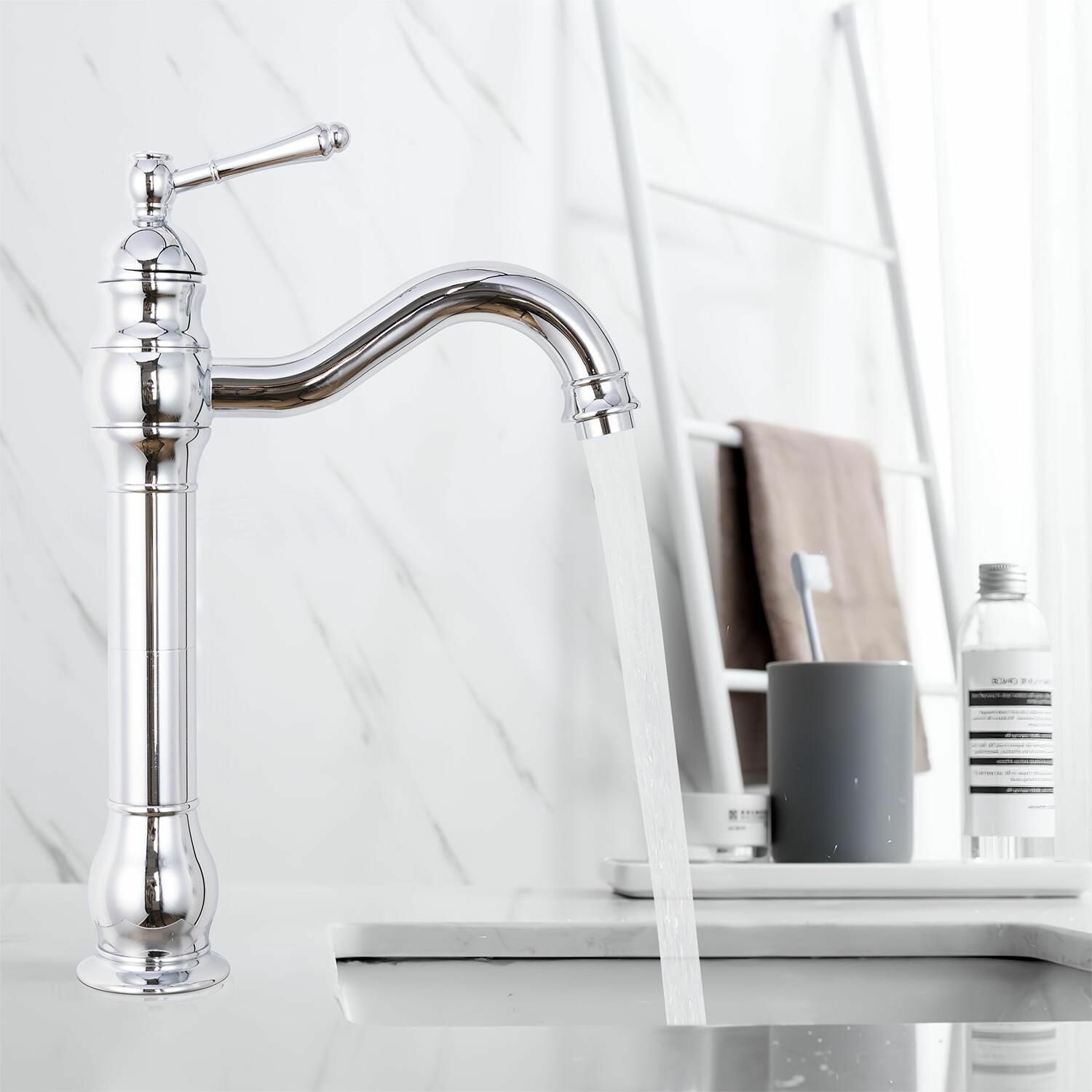 Смеситель для раковины , смеситель для ванной комнаты, однорычажное управление, Поворотный излив, Ретро-стиль