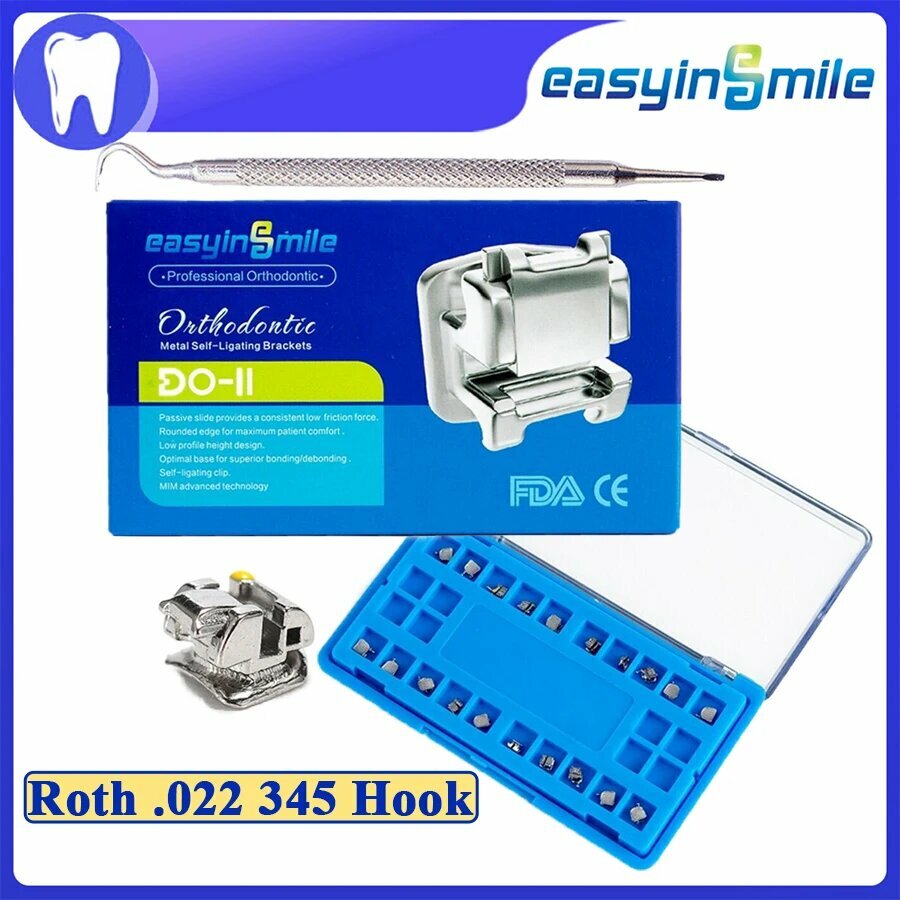 EASYINSMILE Самолигирующие скобы Roth/MBT 345 022 керамические/металлические 20 ROTH 022 3 4 5 Hooks