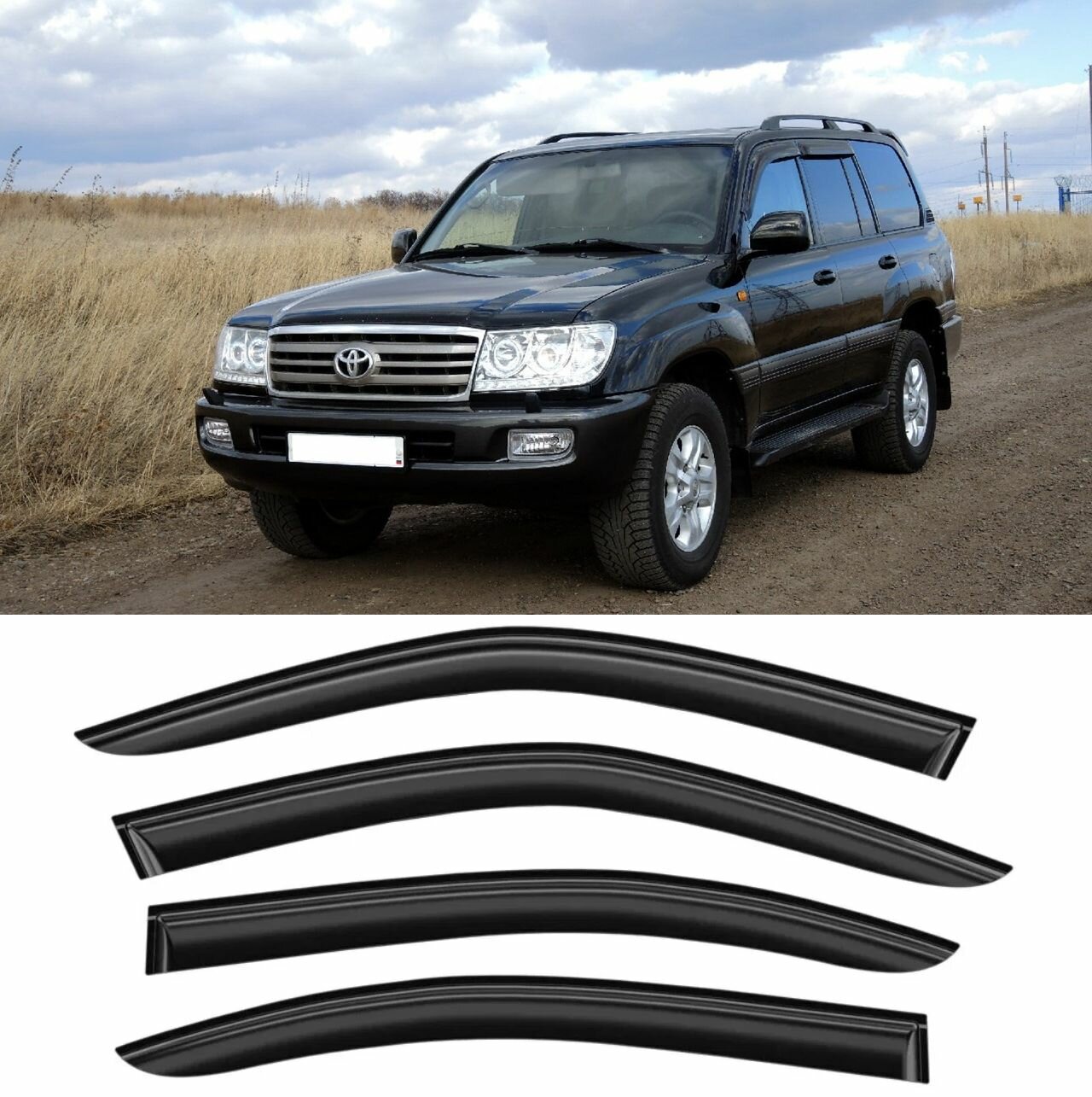 Дефлекторы боковых окон TOYOTA Land Cruiser Тойота Ленд Крузер 100 (1998 - 2007) / LEXUS Лексус LX 470