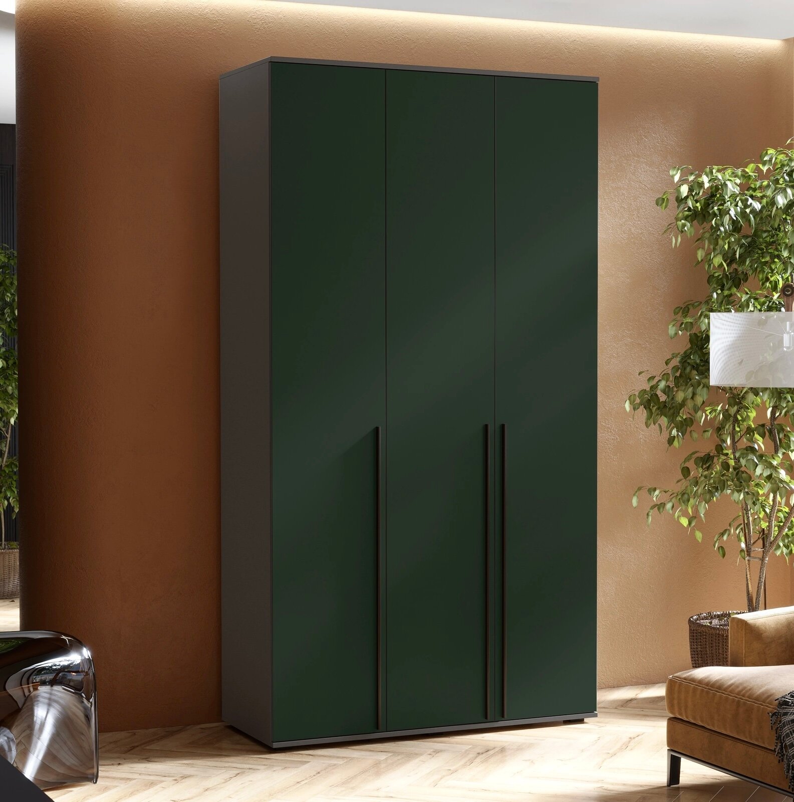 Шкаф 3х створчатый норд 1.2 метра. Графит/изумруд (зеленый)