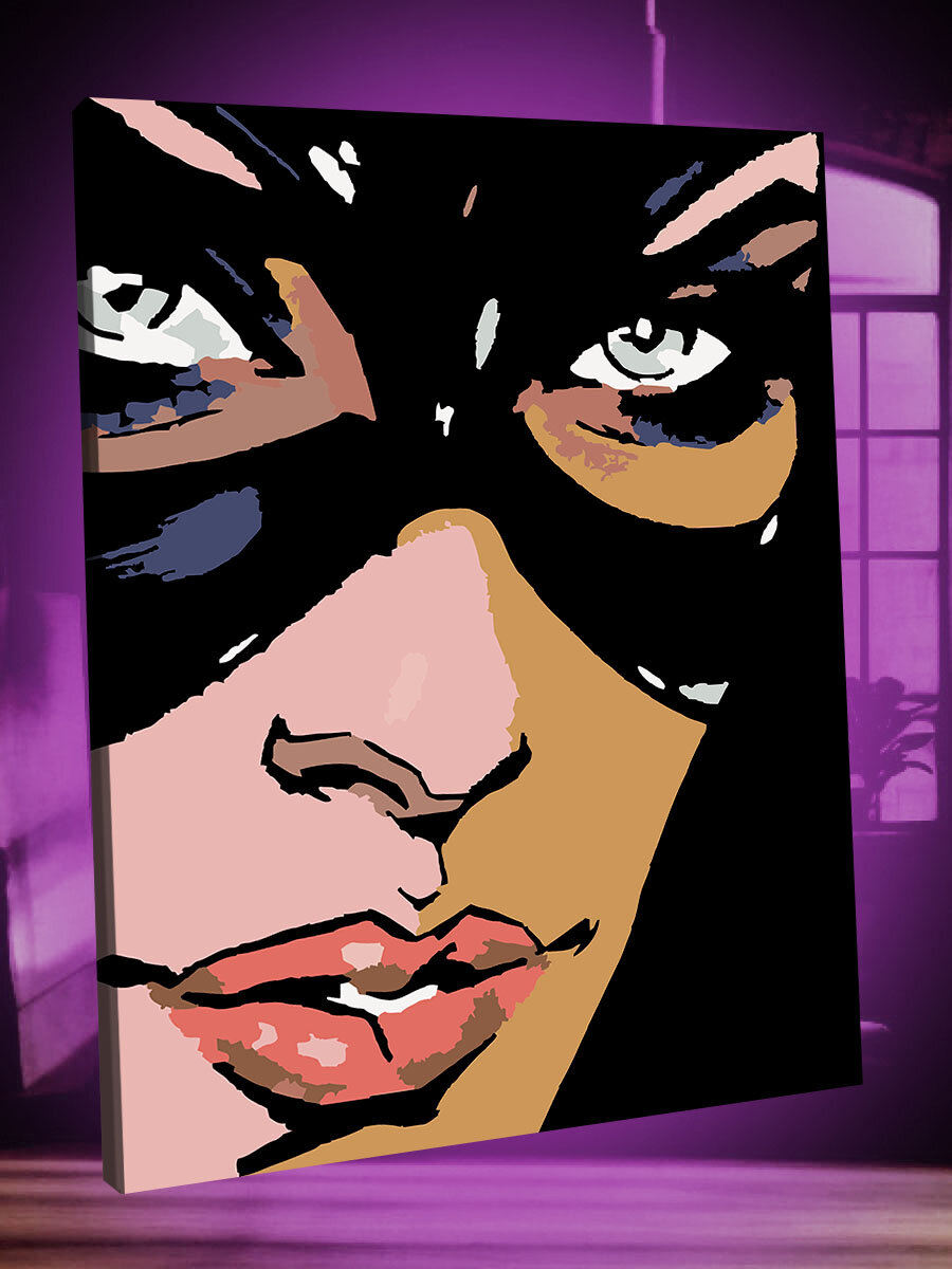 Картина по номерам Девушка в маске (женщина кошка) / Masked Girl (catwoman) холст на подрамнике 40*50