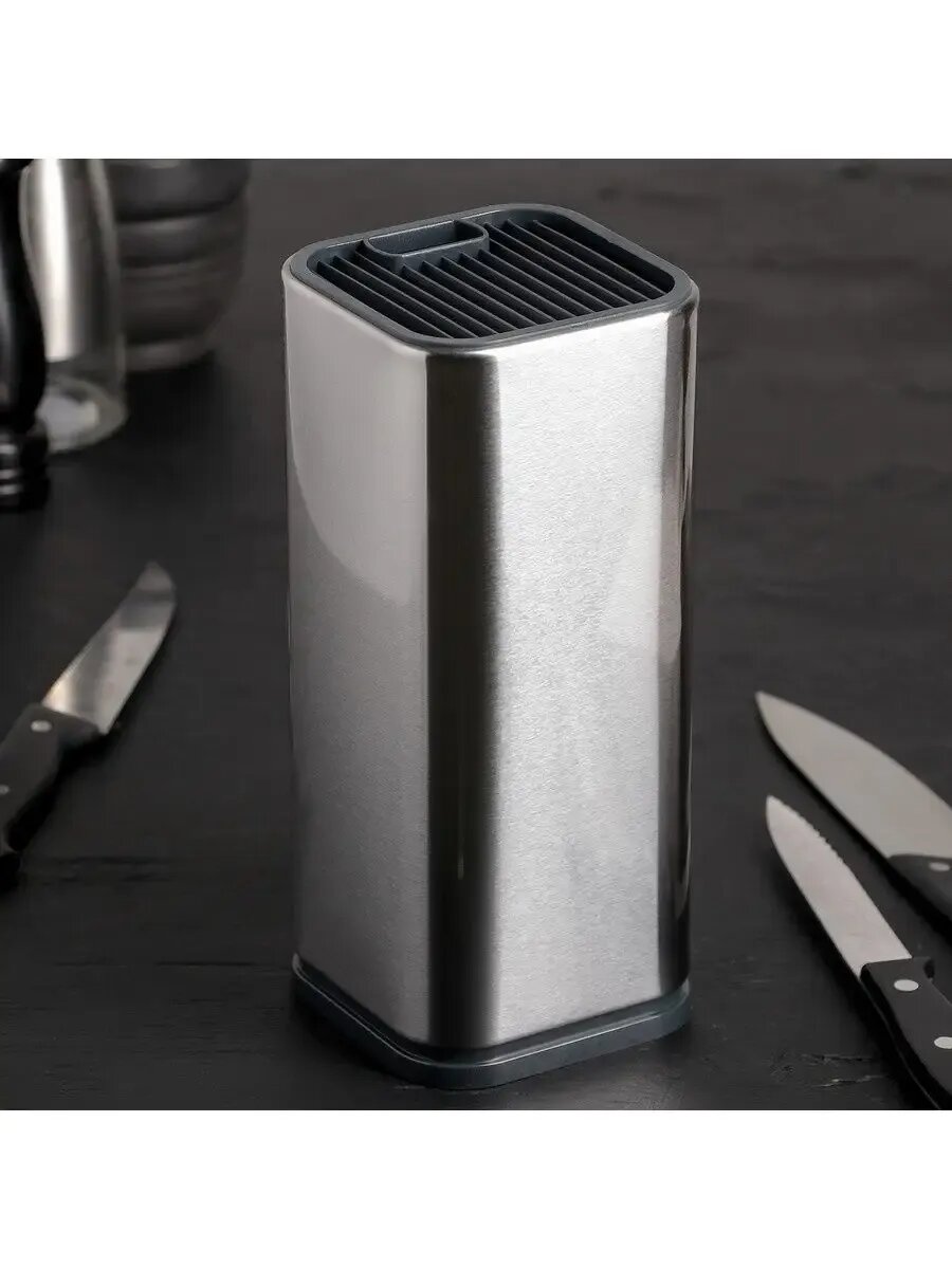 Подставка для ножей и ножниц "Металлик", 10х10х23 см