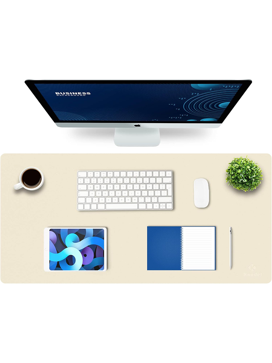 Настольный коврик для клавиатуры и мыши, защитный, водонепроницаемый, кожаный, для офиса и дома, 45 х 90 см, бежевый