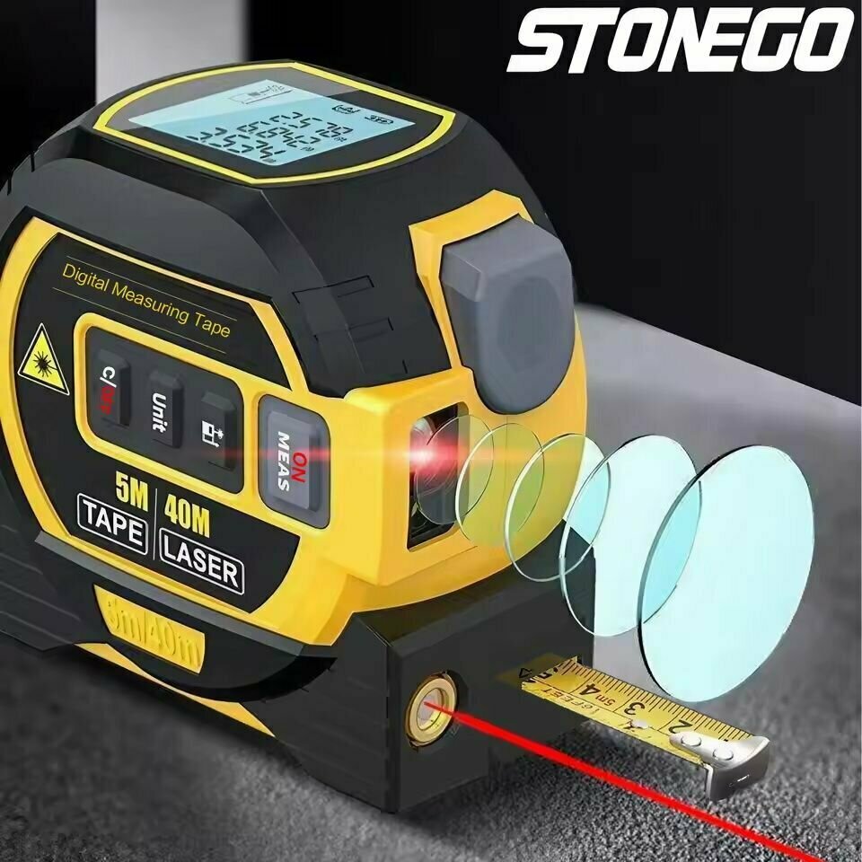 Рулетка строительная лазерная, измерительная рулетка с лазером и дальномером
