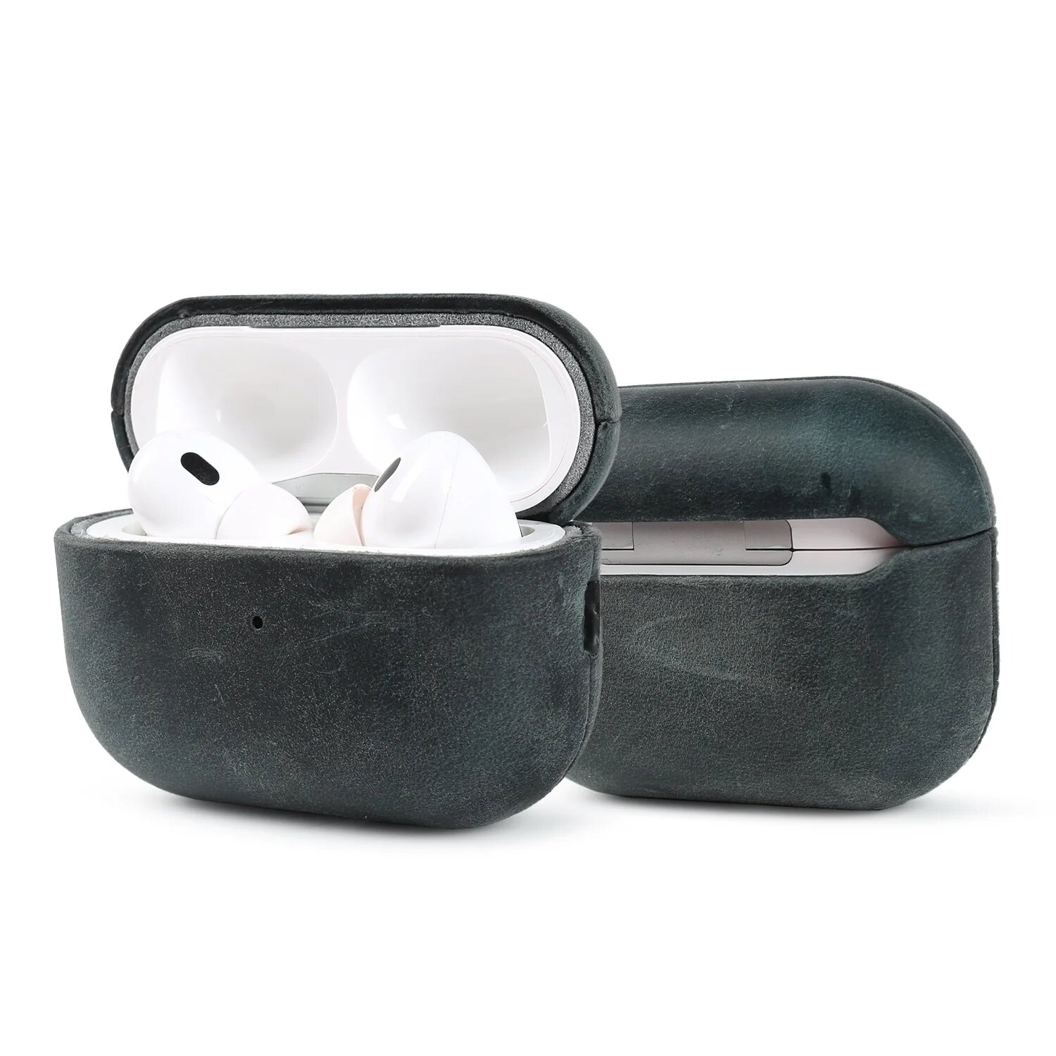 Чехол Crazy Horse из кожи для AirPods Pro 2 For Airpods Pro2, Dark Blue 3801