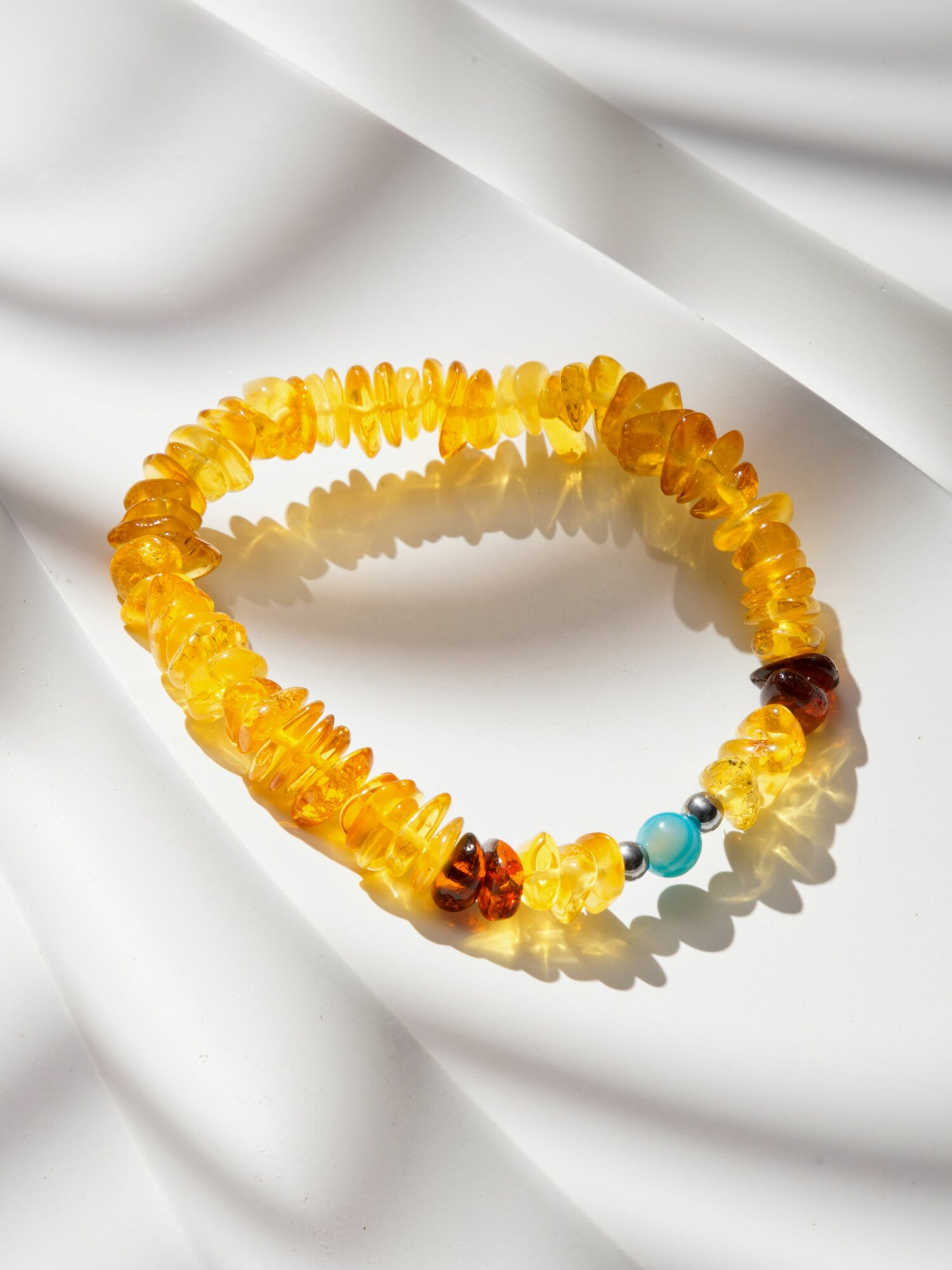 Браслет, агат, янтарь