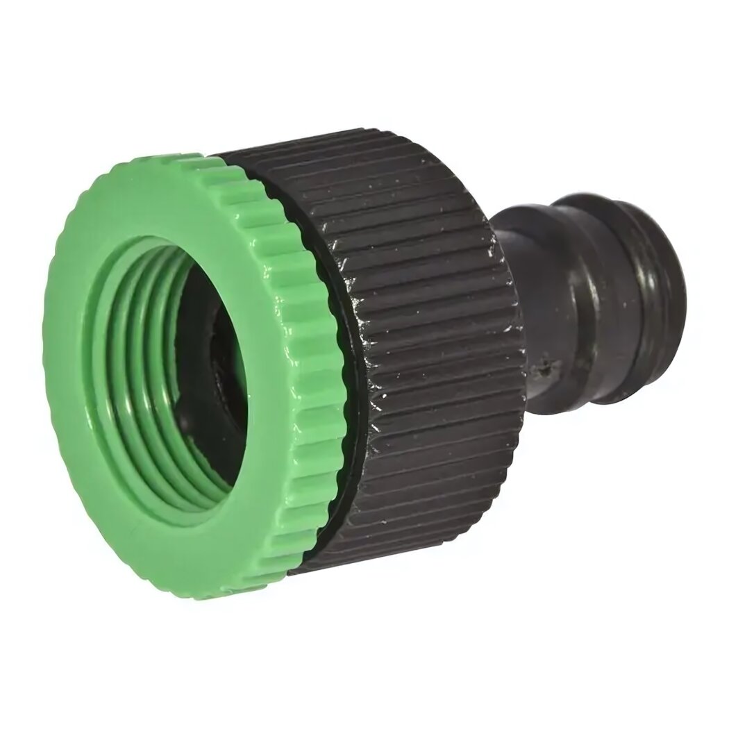 Адаптер для шлангов пластиковый, зелено-черный, с резьбой, надежное соединение