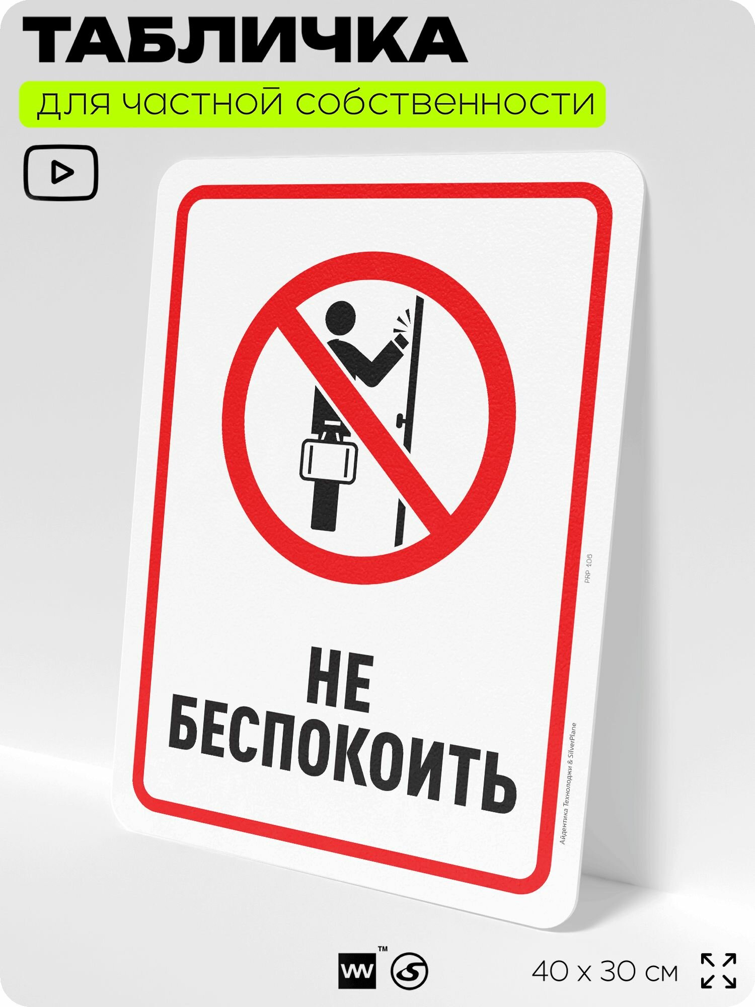 Табличка для частной территории "Не беспокоить", на дом, для участка, организаций и частных территорий, предупреждающая, 40х30 см, Silver Plane x Айдентика Технолоджи