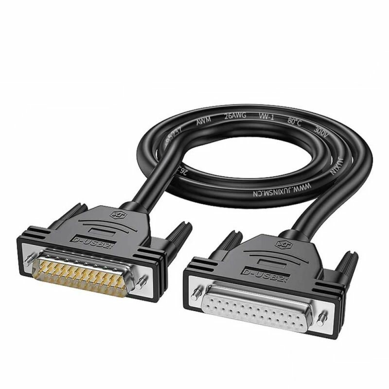 Удлинительный кабель DB25 из чистой меди, 25-контактный кабель типа «папа-папа-мама», кабель параллельного порта, последовательный кабель для передачи данных компьютера и принтера
