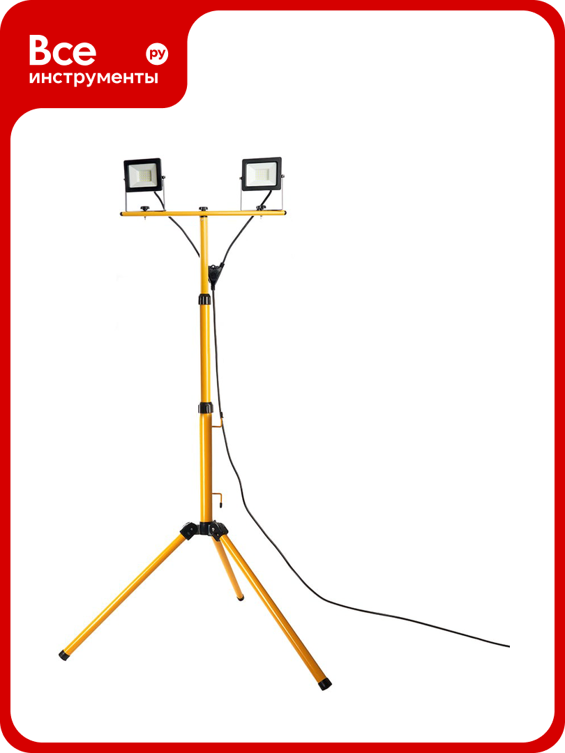Светодиодный прожектор FERON LL-502 на штативе 2х30W 6400К IP65 29567, для использования на стадионах или строительных