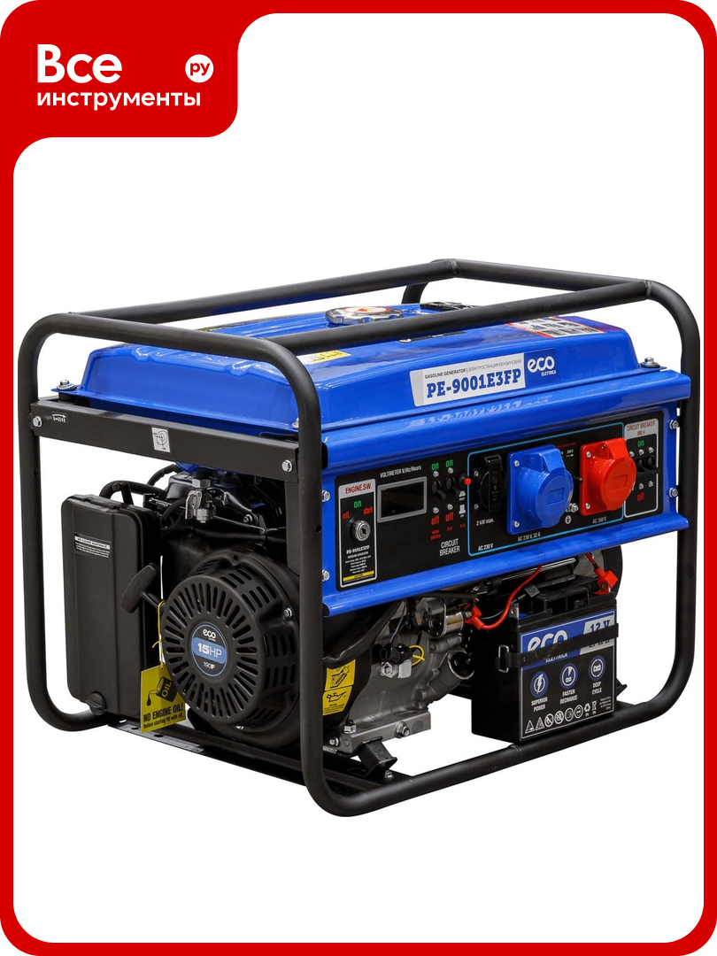 Бензиновый генератор ECO PE-9001E3FP, 12 В