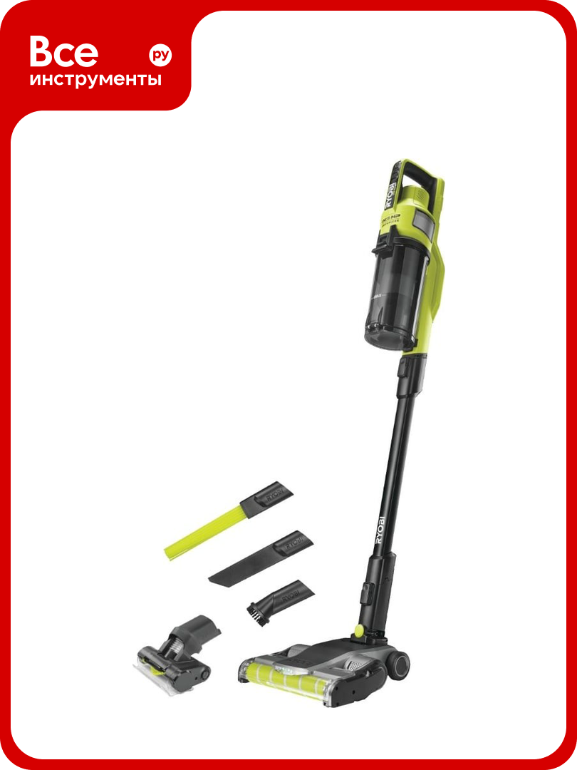 Беспроводное аккумуляторное устройство для уборки с мощностью всасывания 90 Вт, разнообразными насадками и стильным черно-зеленым дизайном