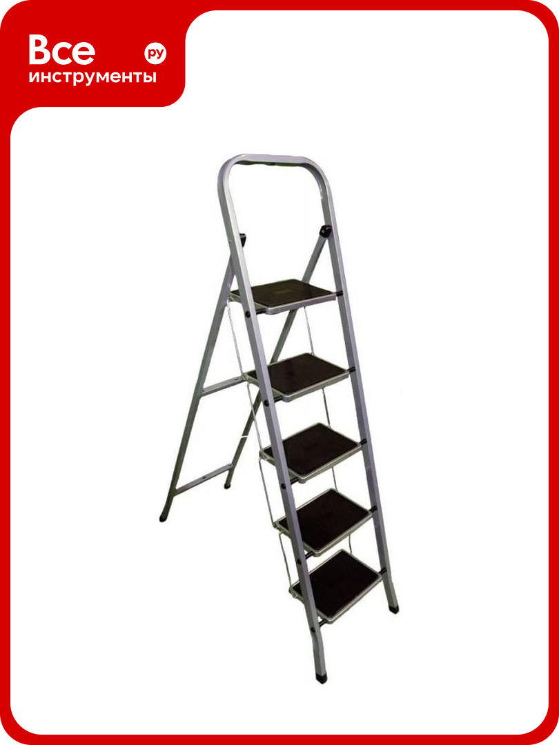 Стальная стремянка SevenBerg Nova с 5-ю широкими ступенями 4687202292608, 300 мм