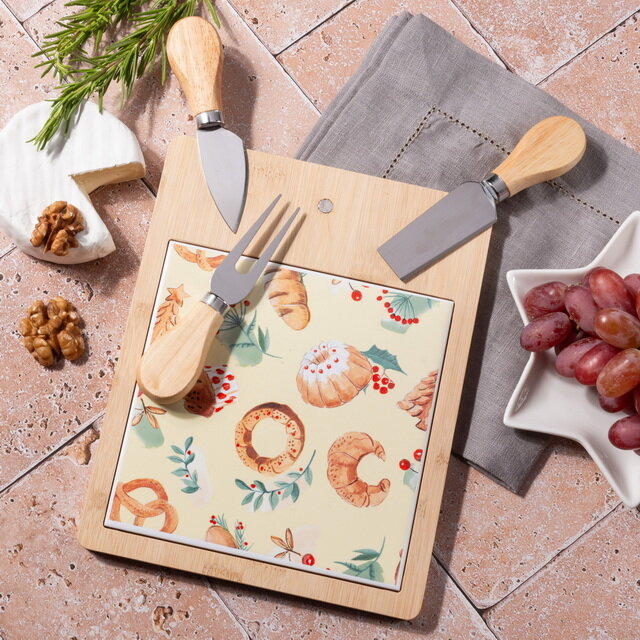 Доска для сыра с приборами Марсель 22*18 см, фарфор, Kaemingk, 608029