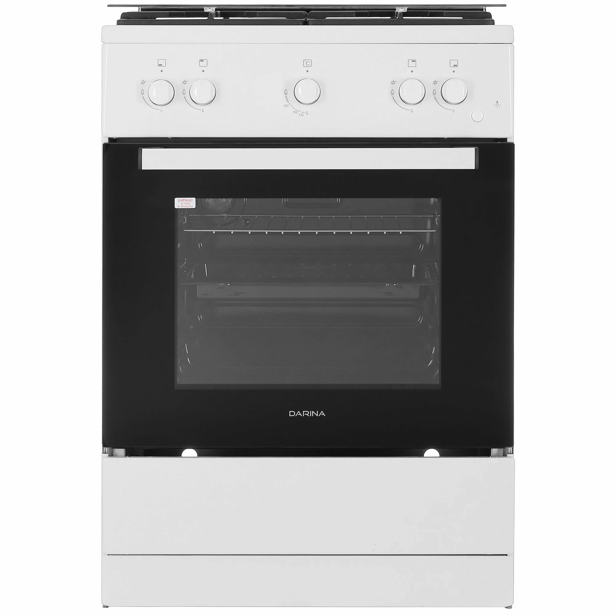 Газовая плита Darina "1F1", эмалированная сталь, 4 конфорки, 50л, белая