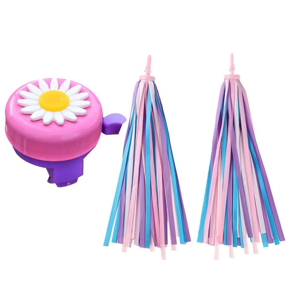 Серпантин с кисточками для велосипедов и автомобильные колокольчики, розово-фиолетовый и розово-фиолетовый колокольчики