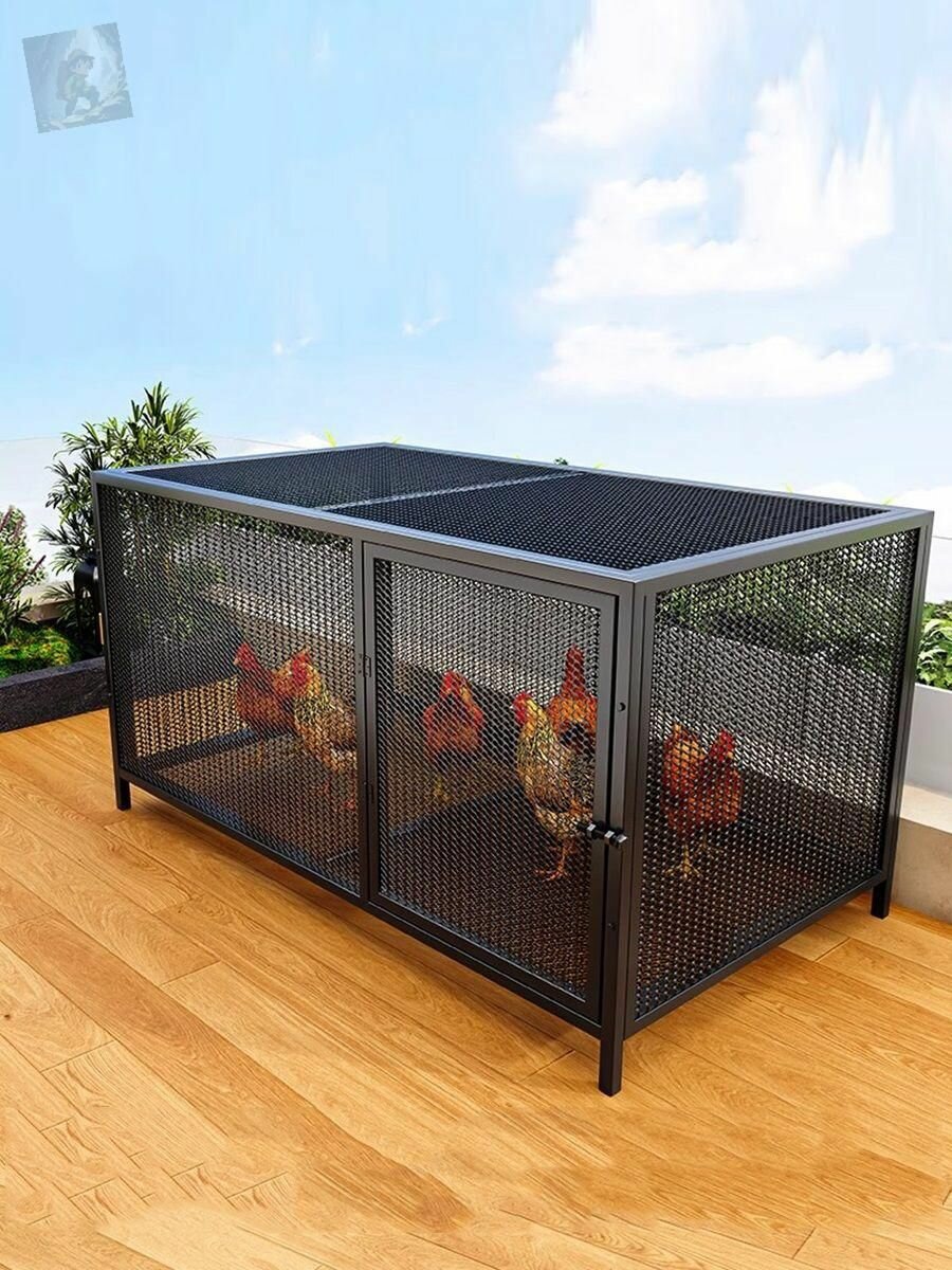 Клетка для кур, кур несушек, с/х птицы. Клетка для кур с 2 дверцами 100X58X62CM, черный