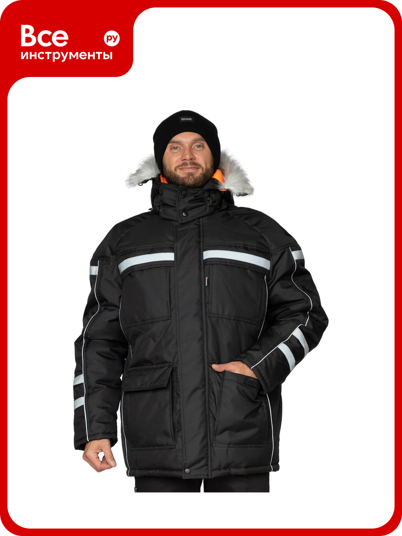 Куртка мужская утепленная Прабо "Аляска Ультра" черный, р-р 56-58/182-188 34101