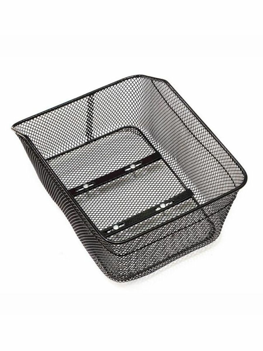 Корзина на багажник велосипеда, 37х17х28 см, крепл. пластинами, стальная, черная BS-TX-999-0-BK (арт. ТР58054)