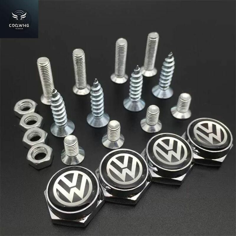 Комплект болтов для крепления номерного знака Volkswagen с логотипом — стильный аксессуар для автомобиля, 4 шт, декоративные