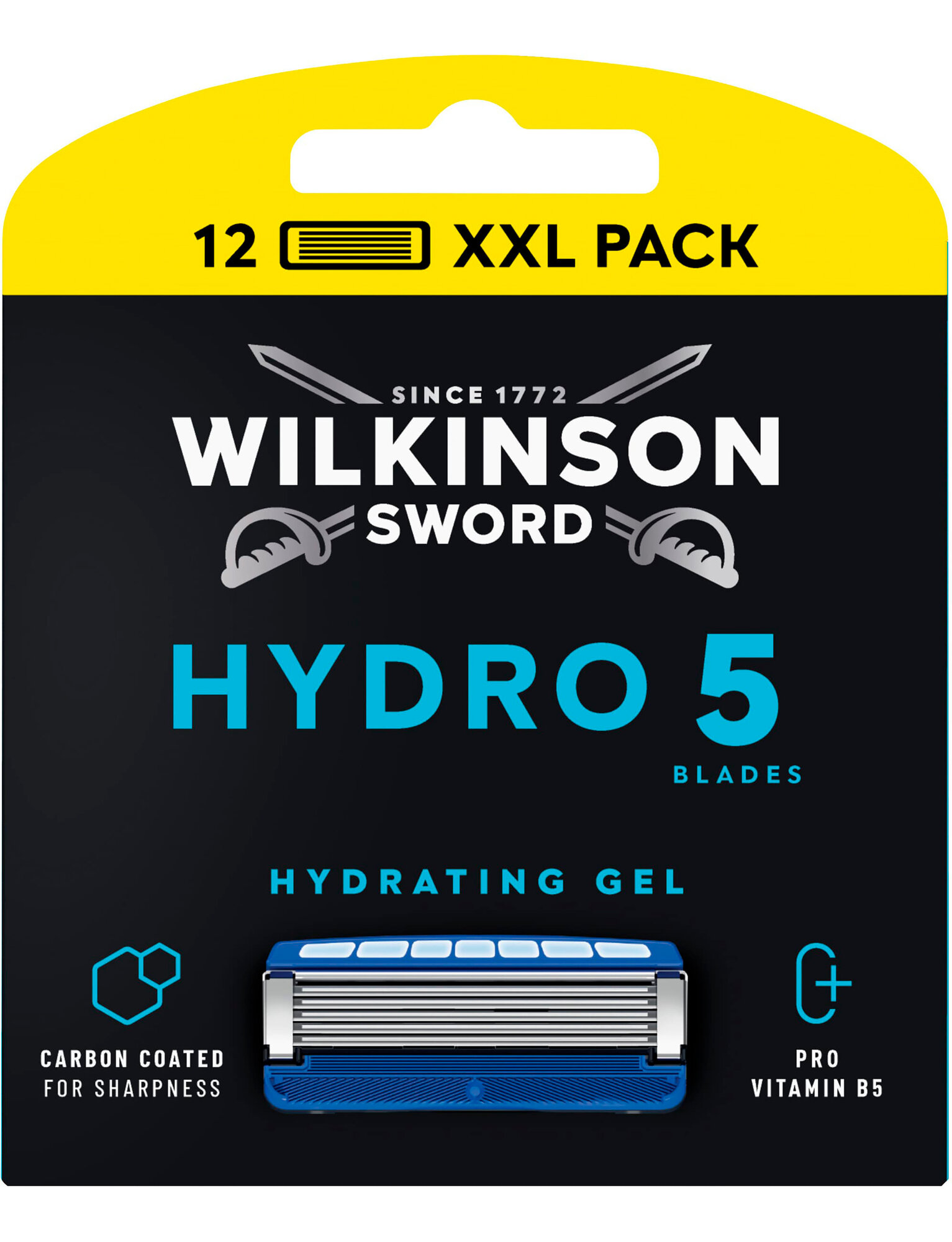 Wilkinson Sword Сменные кассеты HYDRO5 (12 шт.), 5 лезвий, механизм флип-триммер, гелевая увл. полоска