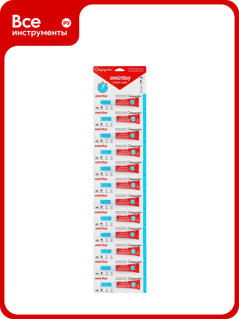 Супер-клей гель Smartbuy универсальный, сверхпрочный, 3 гр, лента bl-12, упаковка.