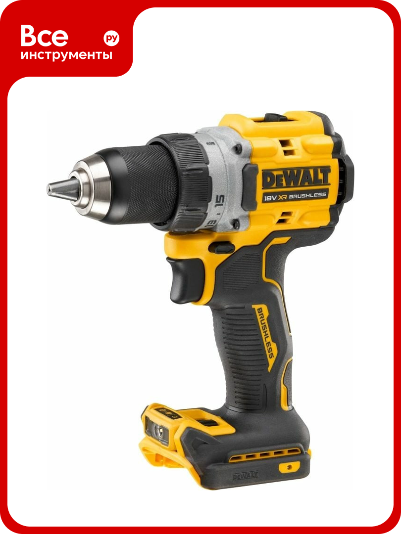 Аккумуляторная дрель-шуруповерт Dewalt DCD 800 NT без АКБ и ЗУ DCD800NT-XJ, резиновый, с поворотной конструкцией