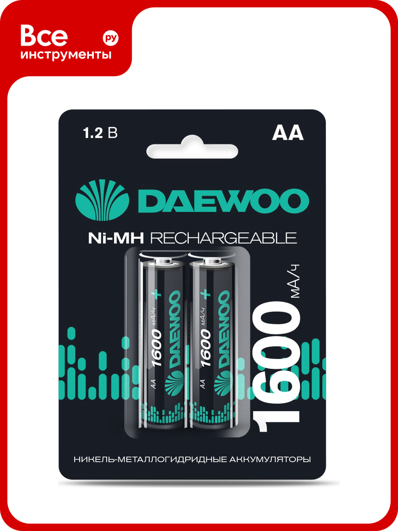 Аккумулятор DAEWOO AA/HR6 1.2В 1600мА. ч Ni-MH BL-2 (уп.2шт) 5043206, 1.2 В, 1600 мАч