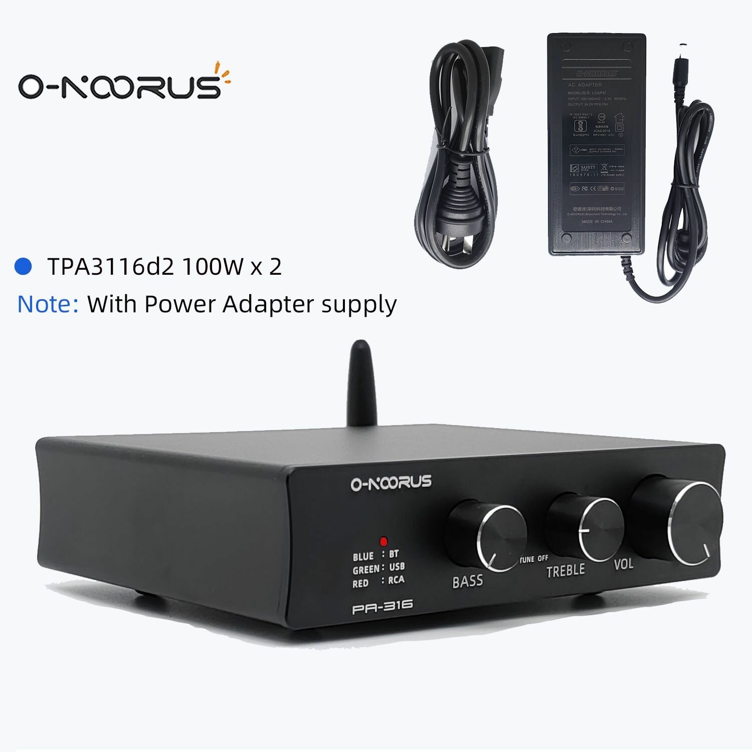 O-NOORUS PA316 TPA31616D2 100Wx2 Bluetooth 5.0 Стереофоническая высокая точность D - уровень Интеграция 2.1 Звуковой усилитель для домашнего кинотеатра