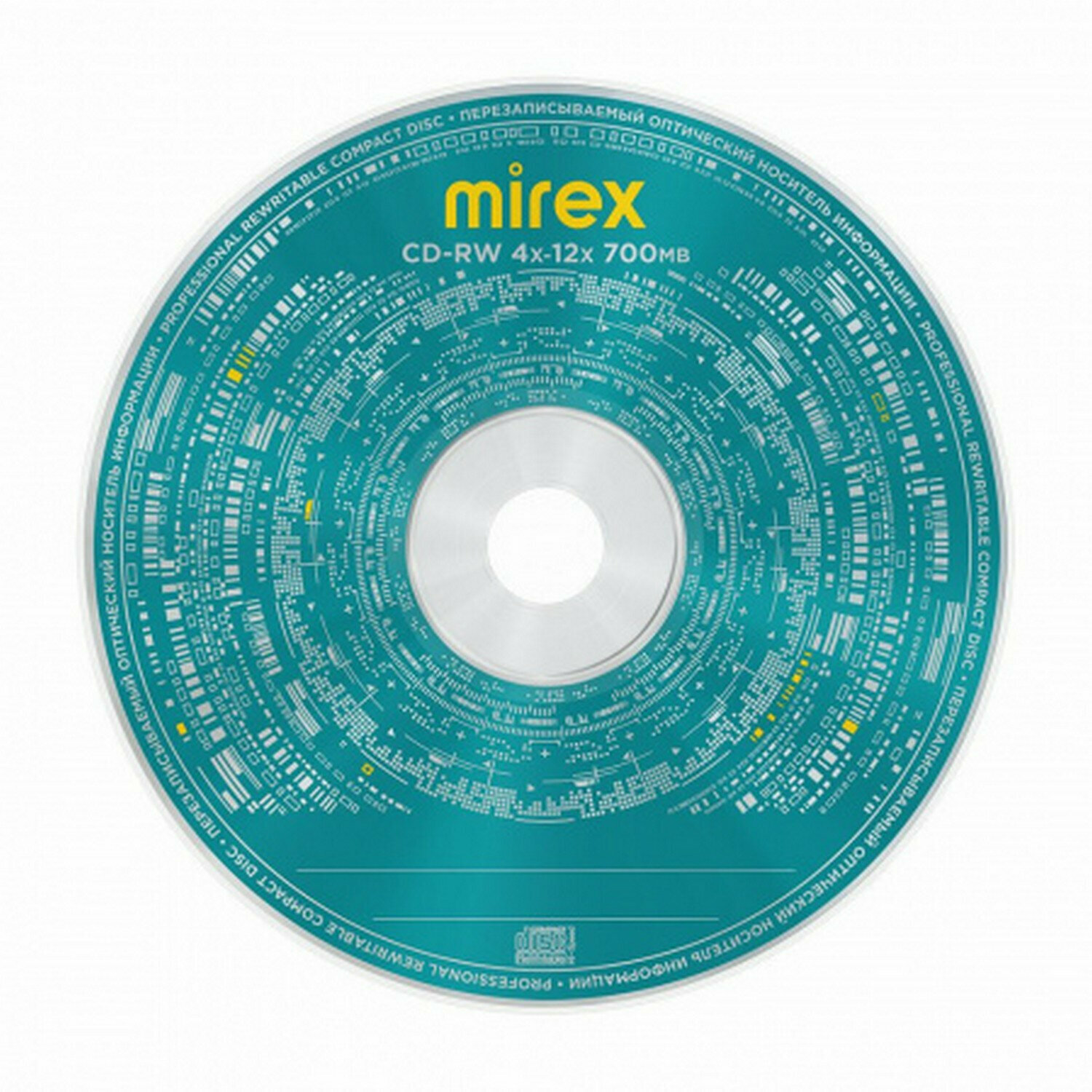 Упаковка 15 шт. Диск CD-RW MIREX, 700 Мб, 4-12x, бумажный конверт, 1 штука, UL121002A8C