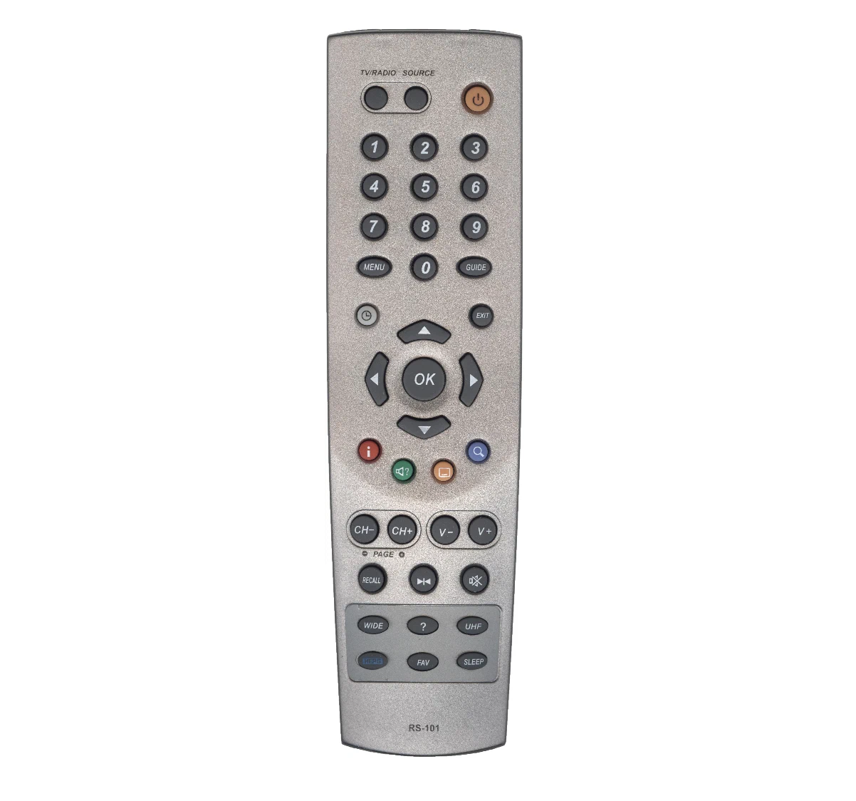 Пульт Huayu RS-101, для ресивера, Humax, General Satellite, DRE, нтв-плюс, цвет серый, ИК-сигнал