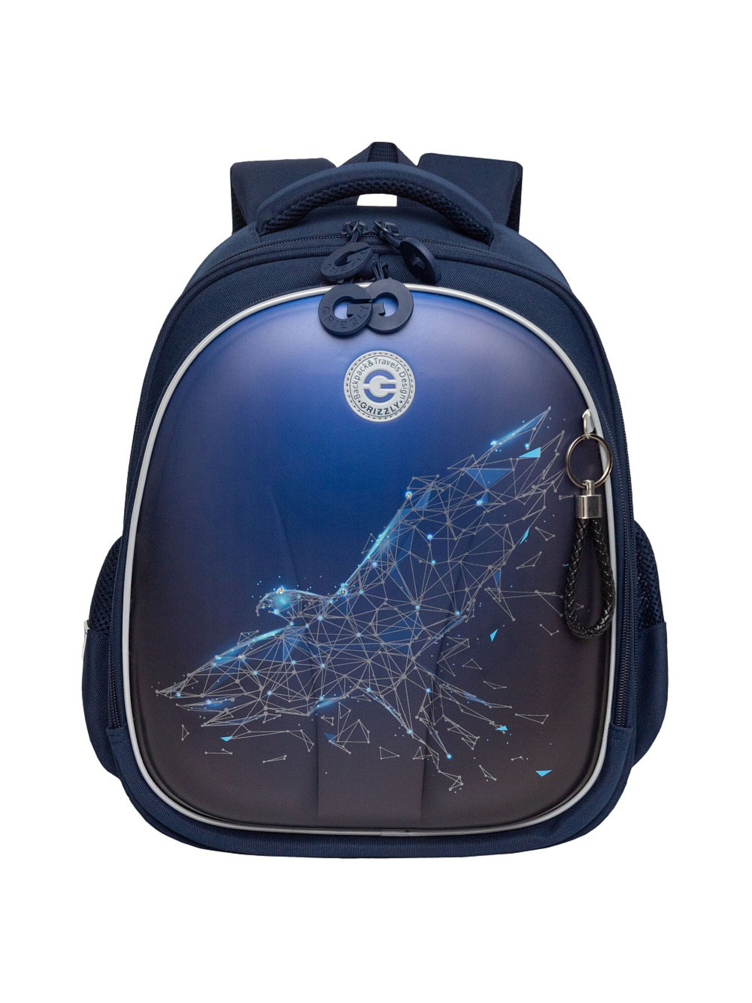 Школьный ранец формованный для мальчиков GRIZZLY RAz-587-4, синий, 28х36х20
