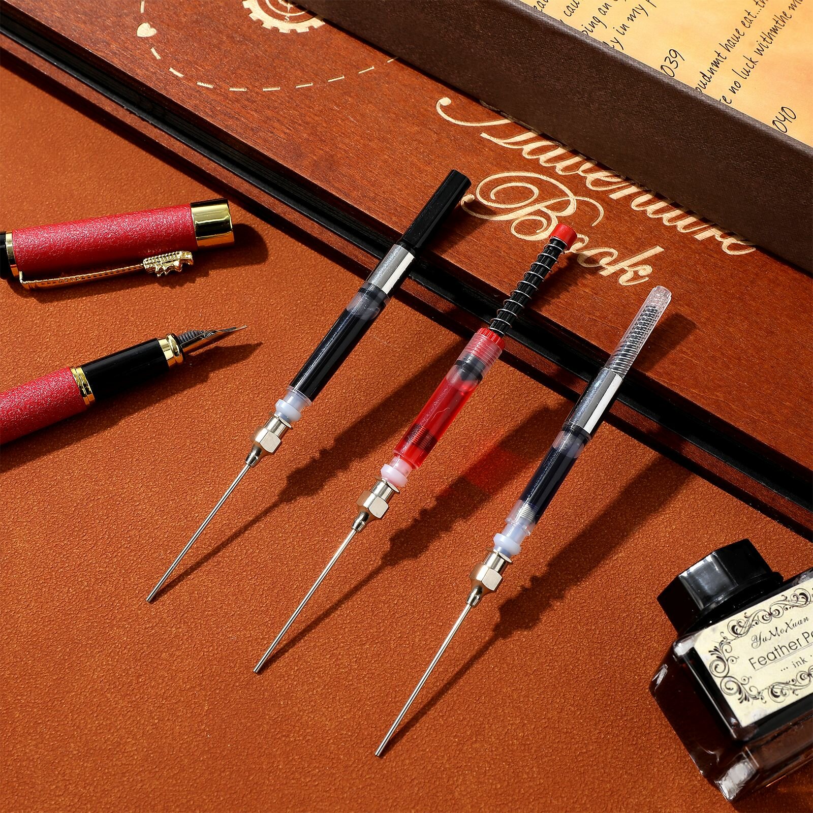 Конвертер для перьевых ручек 3 шт. Запасные чернильницы Черные ручки Инструмент для офиса