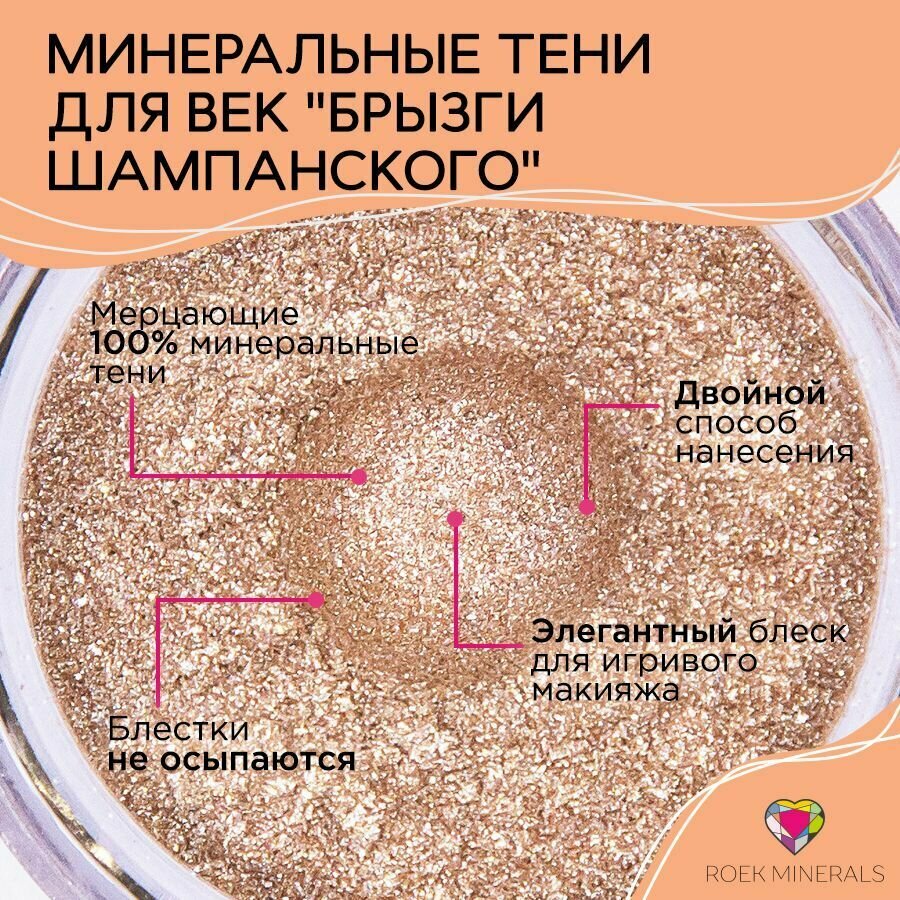 Минеральные рассыпчатые мерцающие тени ROEK Minerals Брызги Шампанского