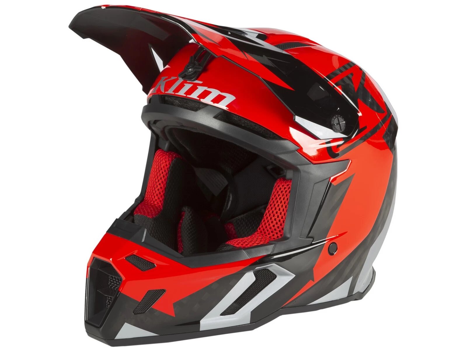 Мотошлем KLIM F5 Amp Fiery Red - Metallic Silver, черно-красный, L