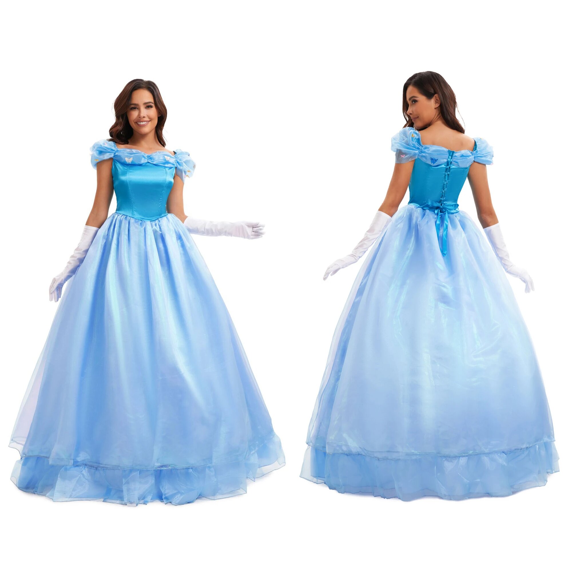 Косплей платье принцессы Cinderella-9010, голубое, размер L