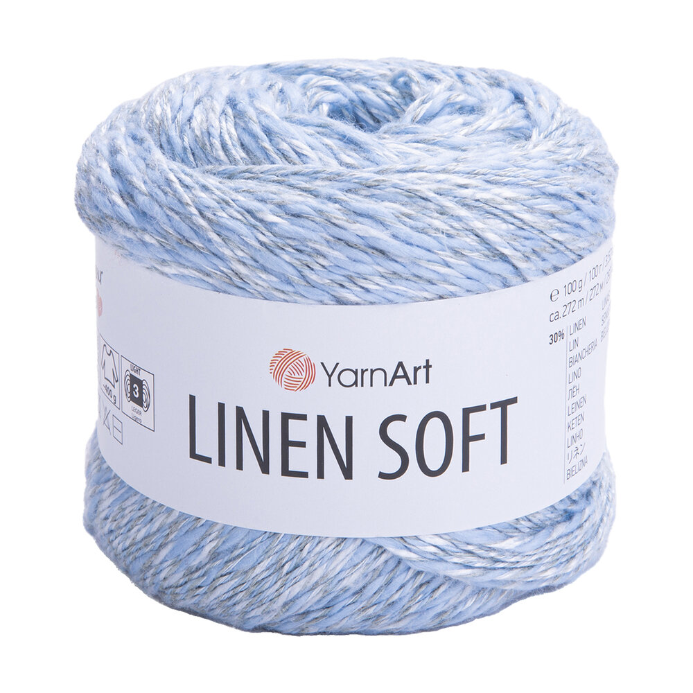 Пряжа для вязания YarnArt Linen soft 7319 светло-голубой 100 гр/272 м 30% лён, 36% вискоза, 34% хлопок
