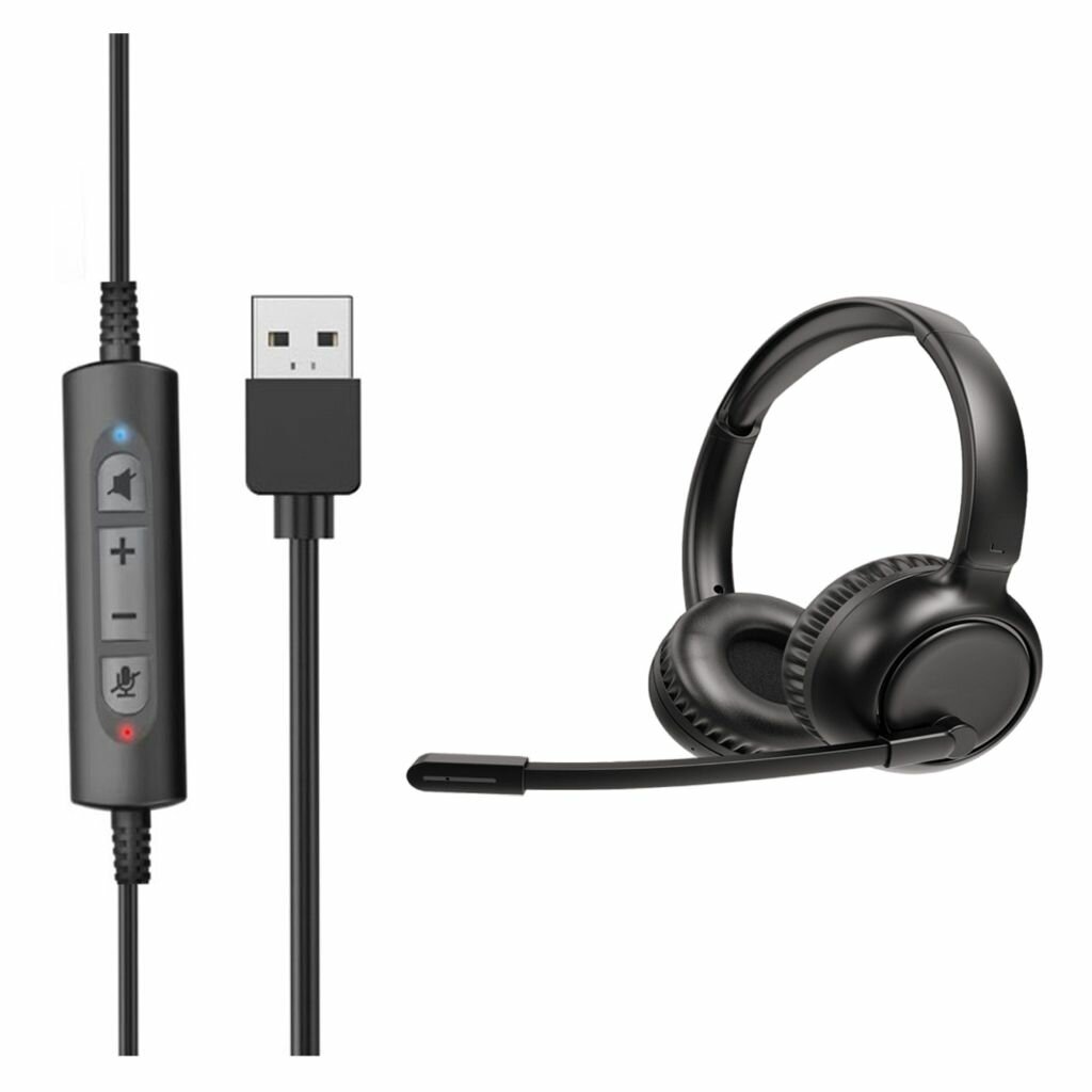 Аудио и аудиоаксессуары+Экзаменационная гарнитура Traffic headset - проводная гарнитура, выделенный головной разъем USB для контроля дорожного движения