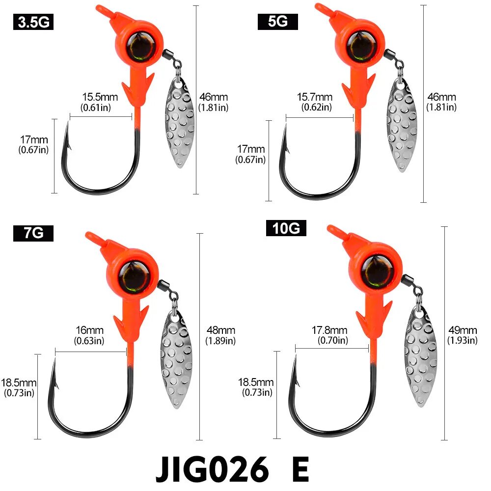Джиг-головка JIG026 E, 3.5г-10г, оранжевый