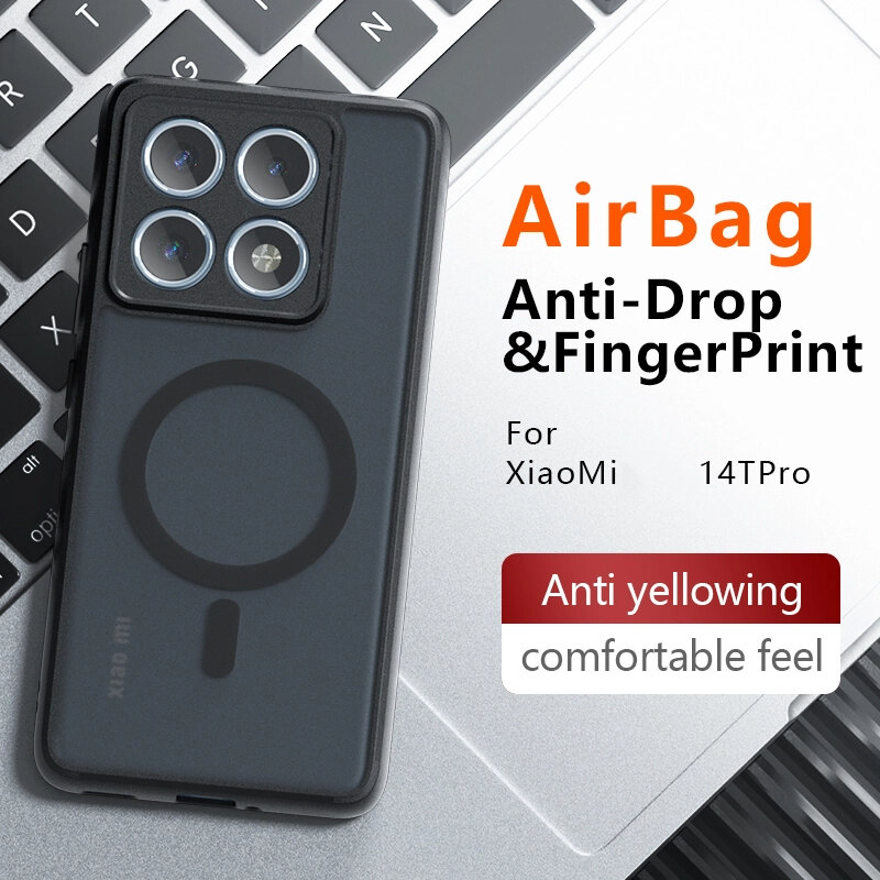 Подходит для Xiaomi 14T Pro / Сяоми 14T Про Чехол для смартфона, подставка, полупрозрачный,360° Полная защита, накладка, поликарбонат (PC), MagSafe, защита камеры, ударопрочный, усиленные углы, Xiaomi,