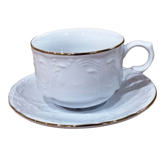 Чашка с блюдцем Bernadotte декор "Отводка золото", 190 мл, блюдце 140 мм. (БЕР0744)
