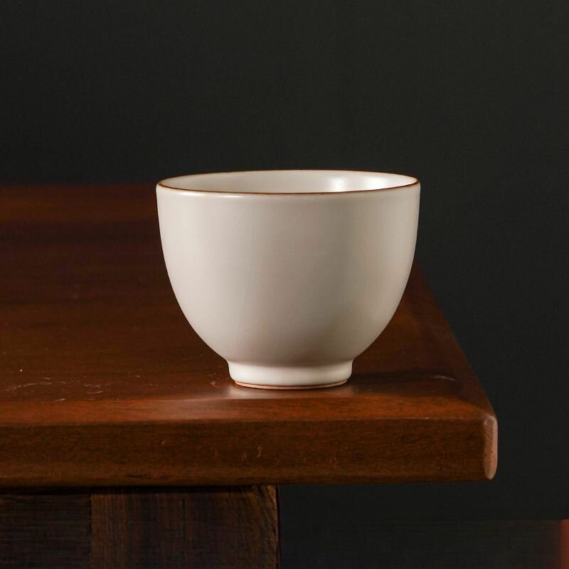 Чайная чашка "Жу Яо" премиум керамика с эффектом кракле, лепестковая форма, цвет "рисовый"