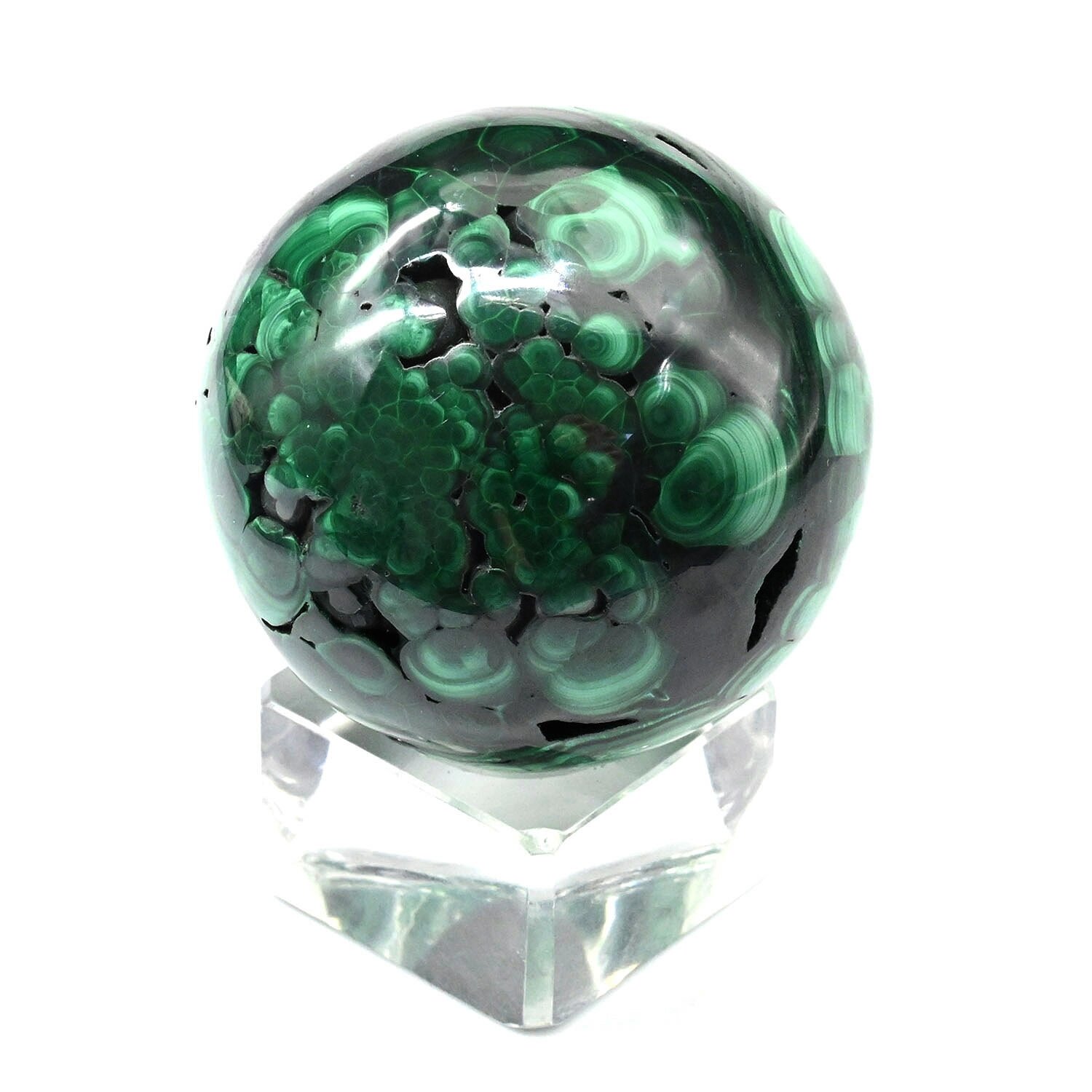 Шар из малахита натурального с жеодой 45мм, 163г. .
