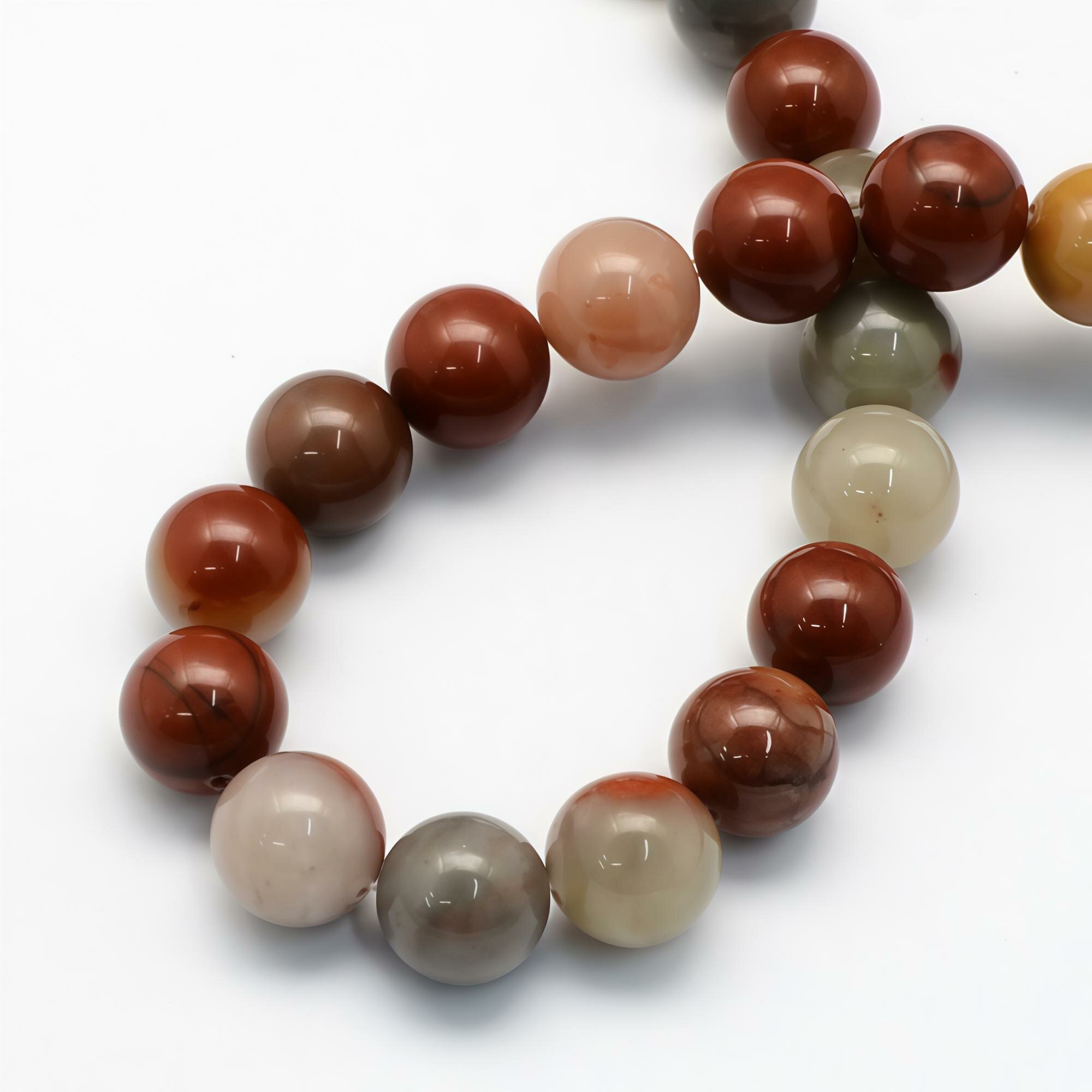 Бусины каменные, агат, красно-коричневый, 10мм, 19 шт, низка