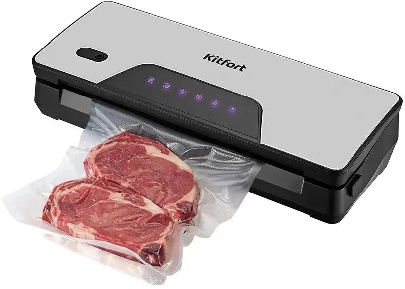 Вакуумный упаковщик Kitfort КТ-1517 серебристый/черный