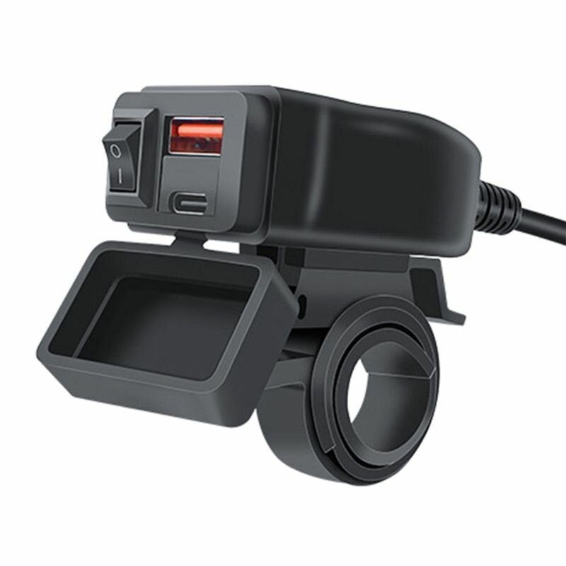 Мотоцикл оснащен встроенным USB-зарядным устройством для мобильного телефона, водонепроницаемым зарядным портом QC + PD, быстрой зарядкой-красный