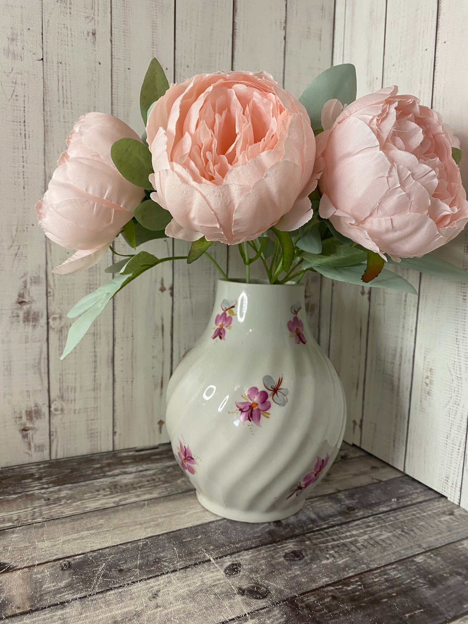 Ваза СССР Розовые цветы Полонский завод художественной керамики 1975 год